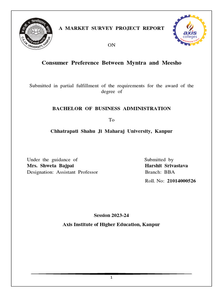 Consumer Perference Between Myntra and Meesho | PDF | Methodology | E Commerce