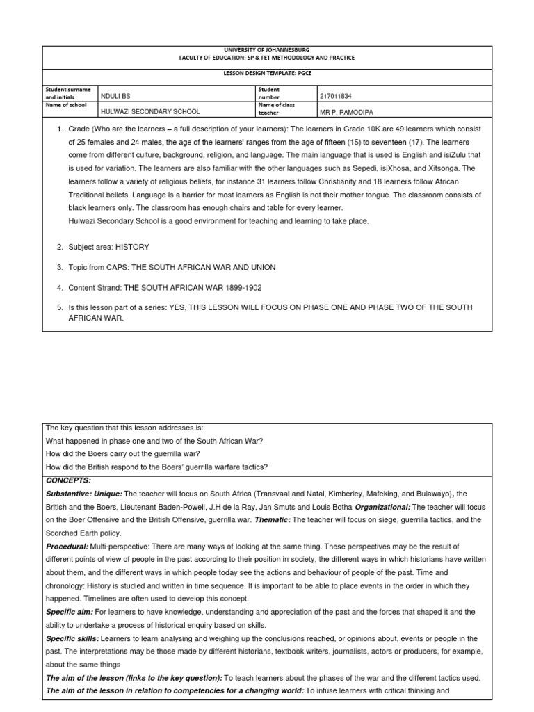 South African War Phases for Grade 10 | PDF | Second Boer War | Learning