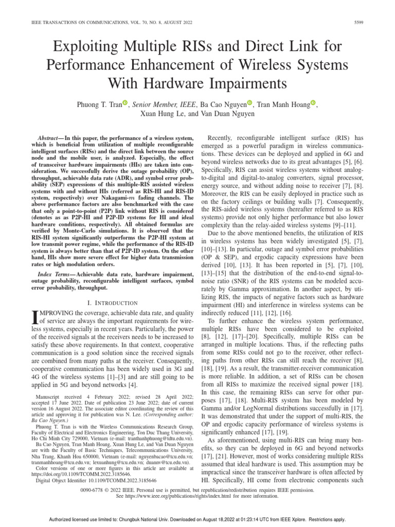 Multi-RIS Wireless Systems with Hardware Impairments | PDF | Wireless ...