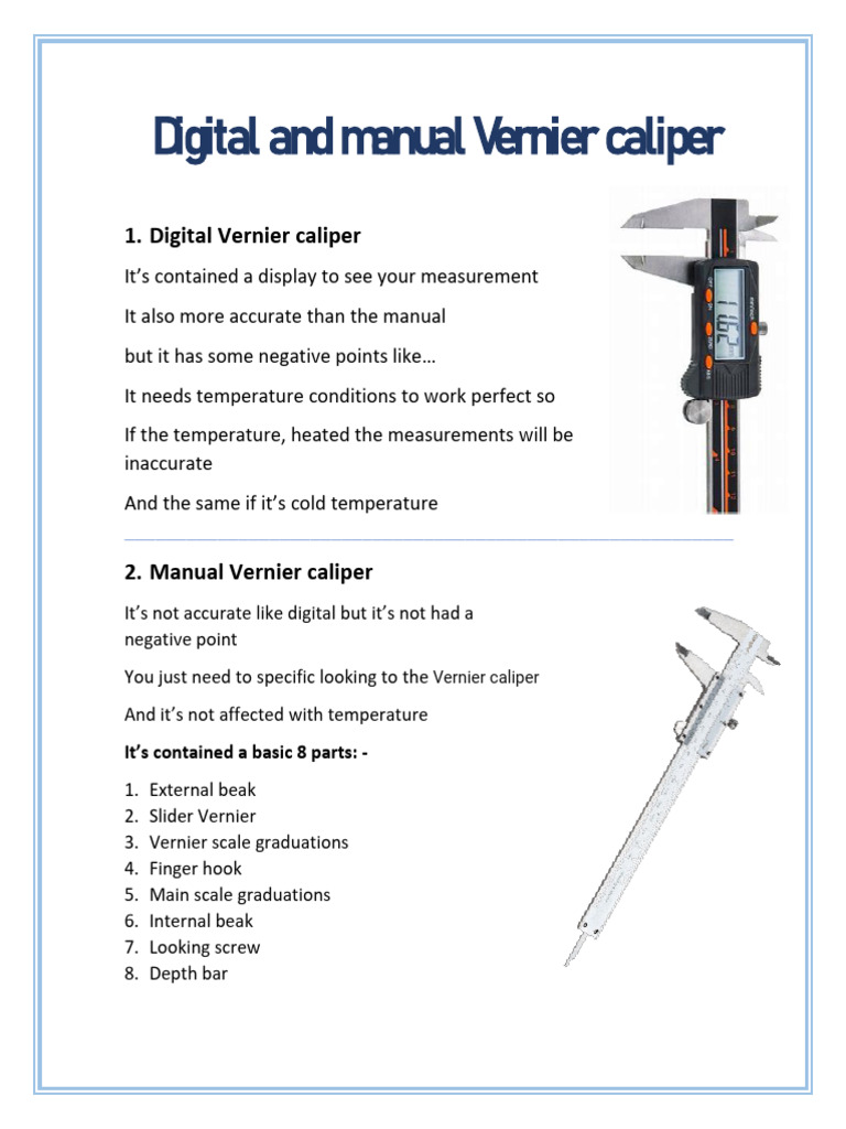 Measurements & Vernier Caliper Finish | PDF