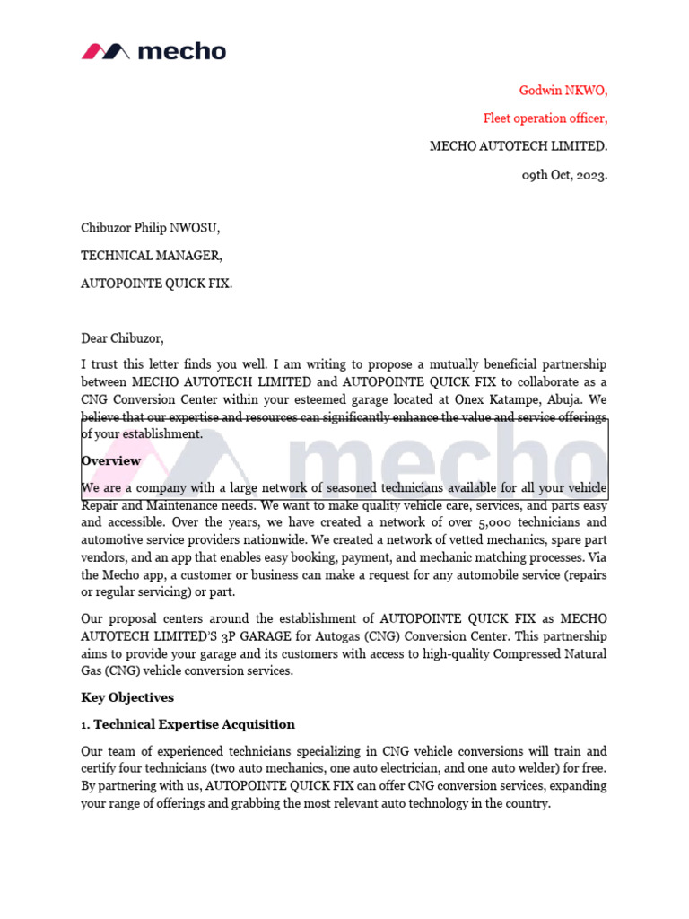 Partnership Proposal | PDF | Auto Mechanic | Business
