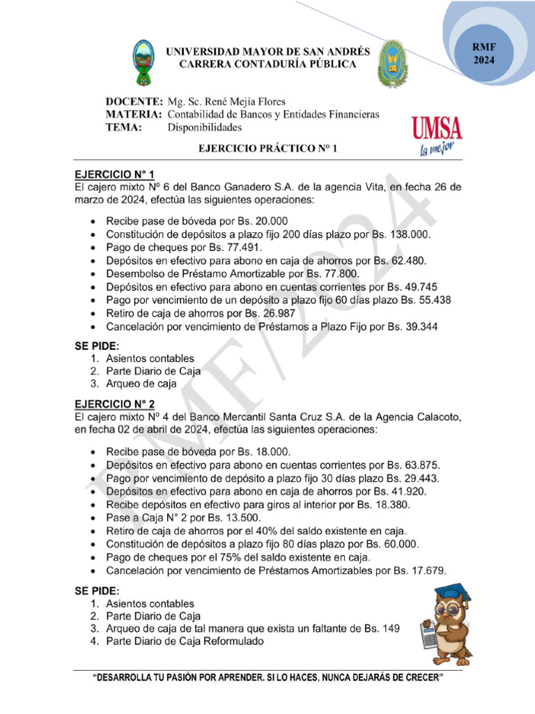 Pract 1 - Disponibilidades 2024 | PDF