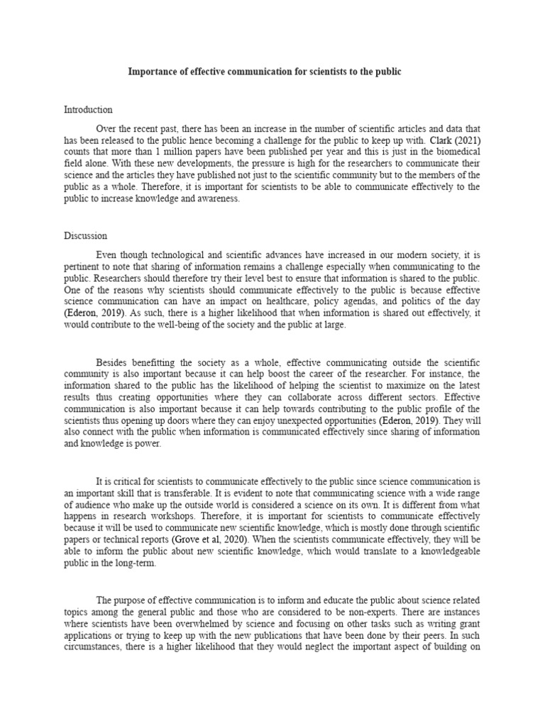 Why It Is Important For Scientists To Be Able To Communicate ...