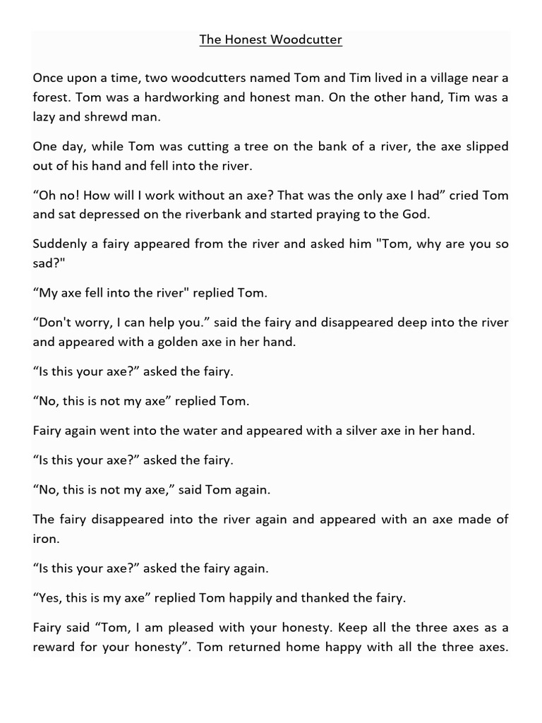 The Honest Woodcutter (Storytelling) | PDF