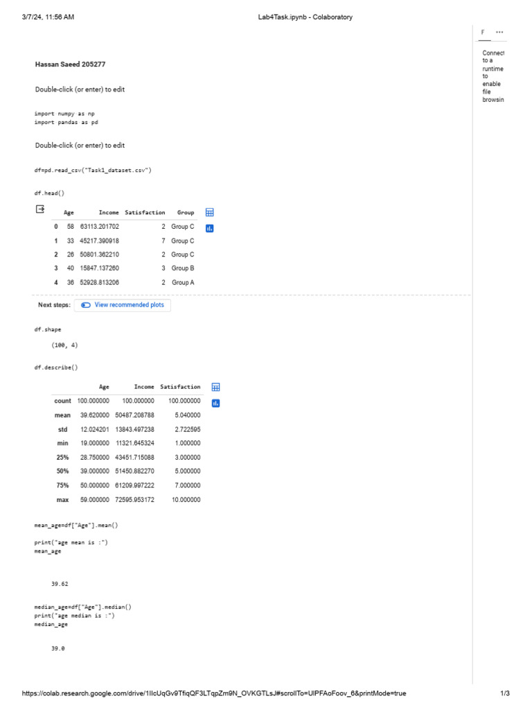 Lab4Task - Ipynb - Colaboratory | Download Free PDF | Mean | Mode ... Lab4Task - Ipynb - Colaboratory | Download Free PDF | Mean | Mode ...