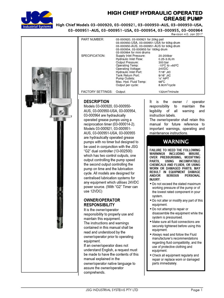 Dokumen - Tips - High Chief Hydraulic Operated Grease Pump JSG ...