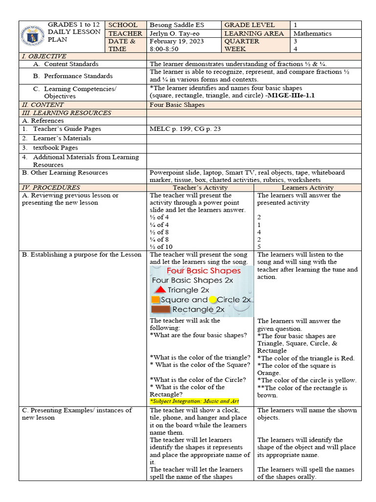 Math-Third Grading | PDF | Shape | Learning