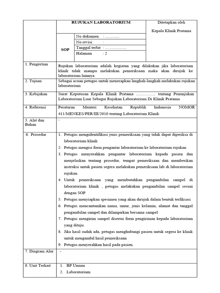 Sop Rujukan Laboratorium | PDF | Kesehatan Holistik
