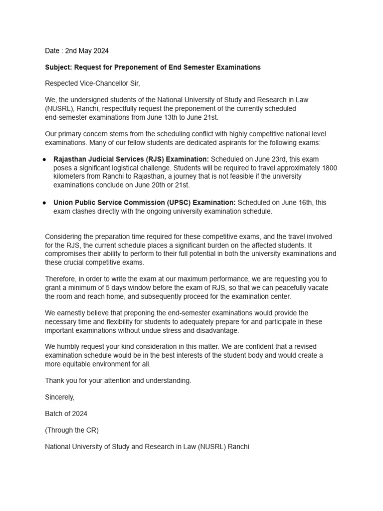 Preponement Application | PDF