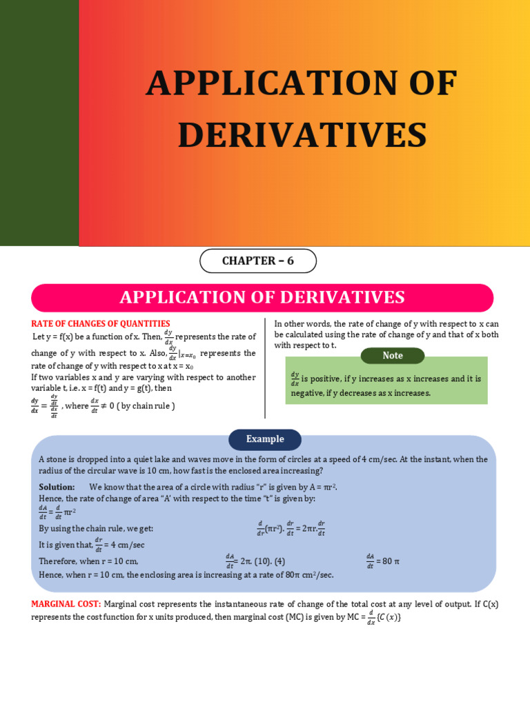 Application of Derivatives | PDF | Tangent | Slope