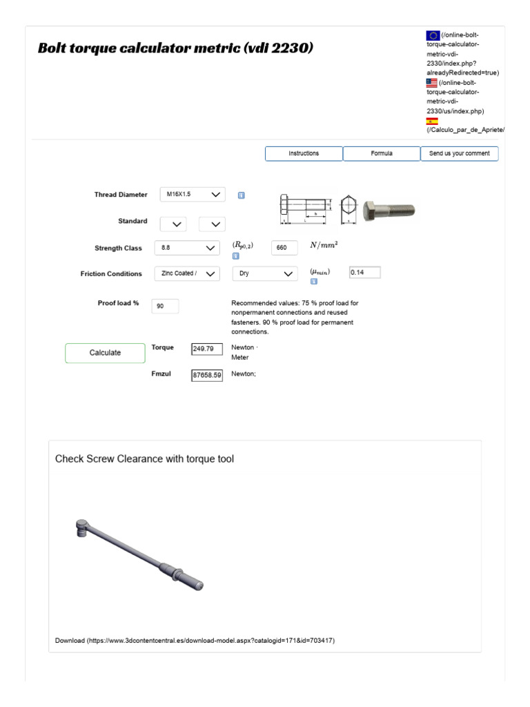 Bolt Torque Calculator | Download Free PDF | Screw | Mechanical Engineering