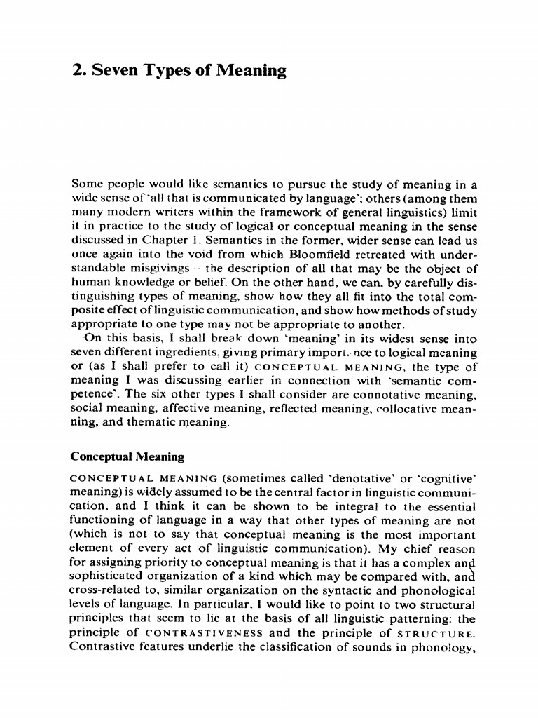 Week 3 Seven Types of Meaning-Geoffrey Leech | PDF