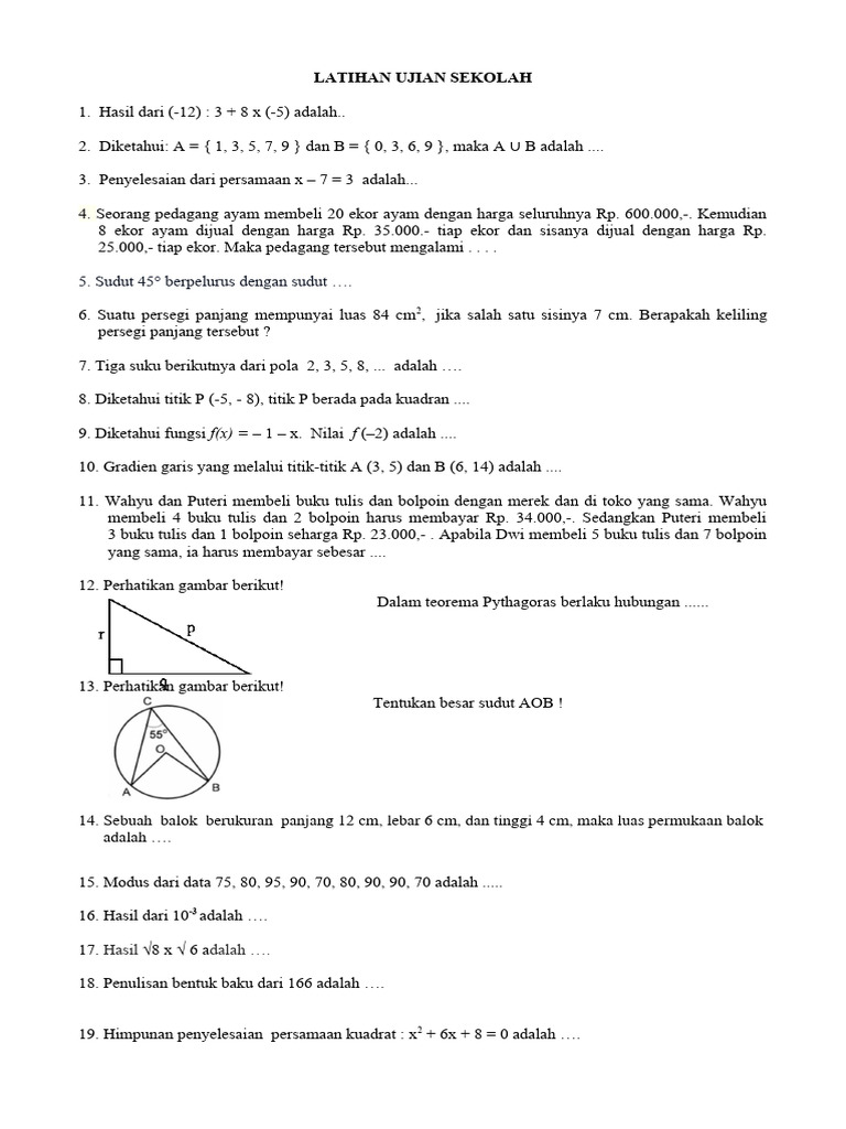 Latihan Soal Us Matematika | PDF