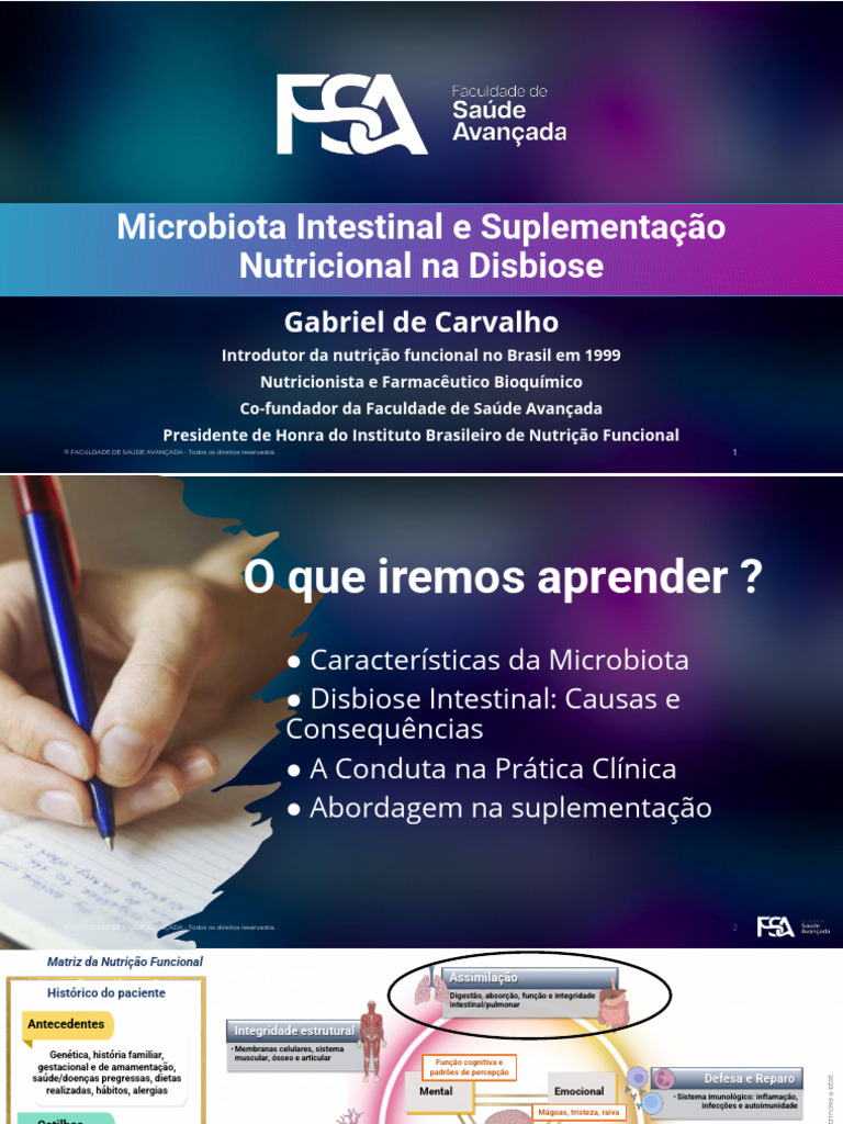 Aula 4 Gabriel microbiota e suplementação na disbiose | PDF ...