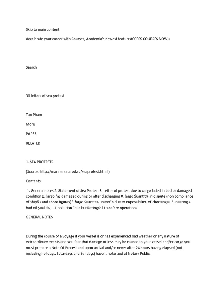 Guide to Sea Protest Letters | PDF | Ships | Water Transport