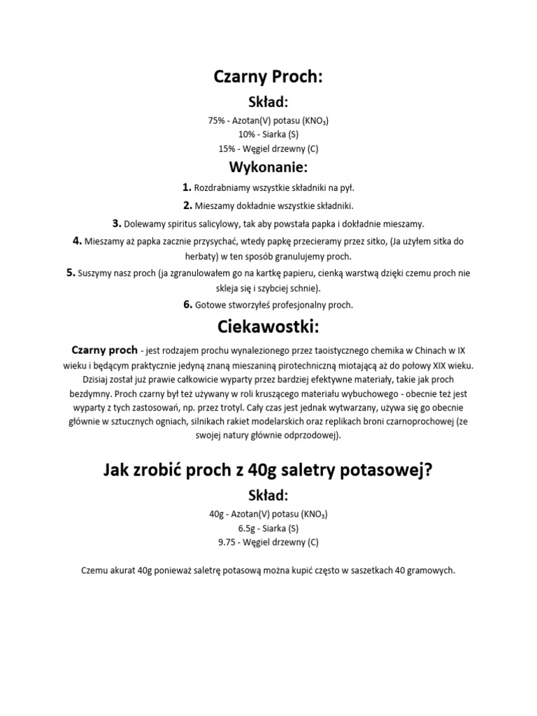 Czarny - Proch Przepis | PDF