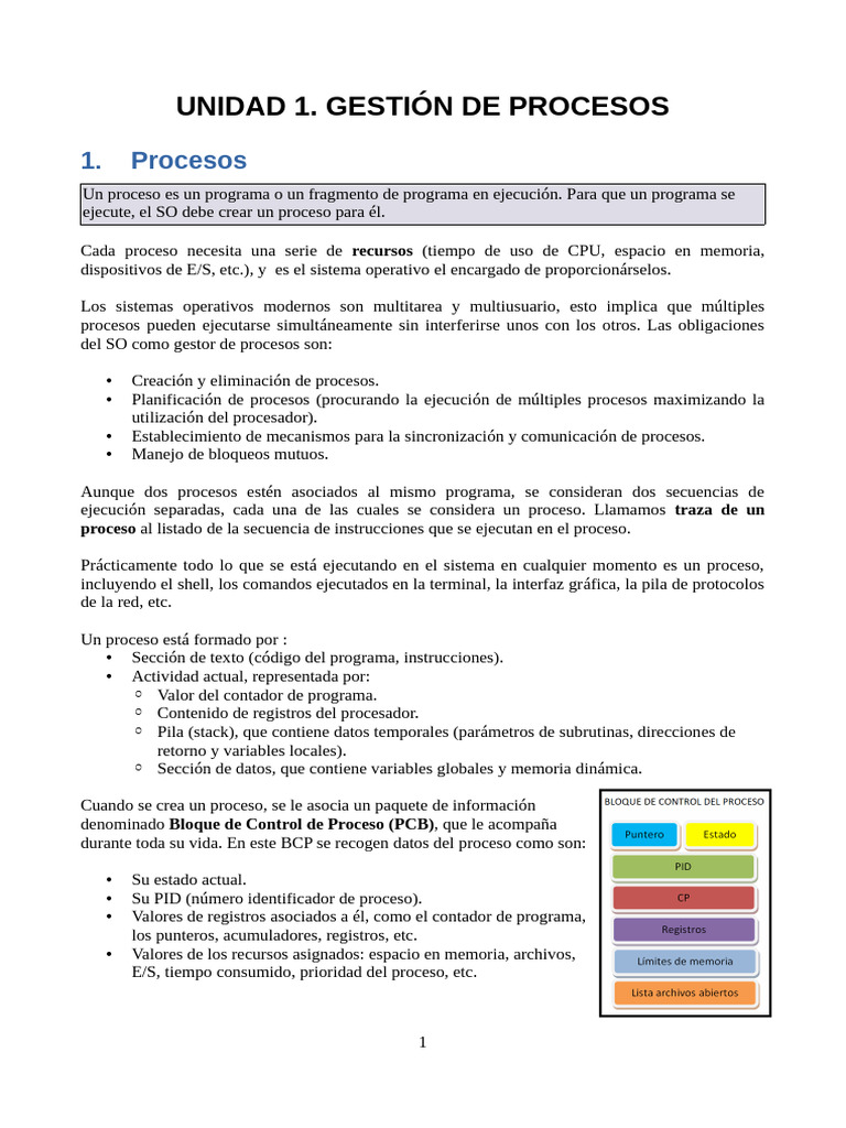 Gestión de Procesos en SO | PDF | Hilo (Computación) | Proceso (Computación)