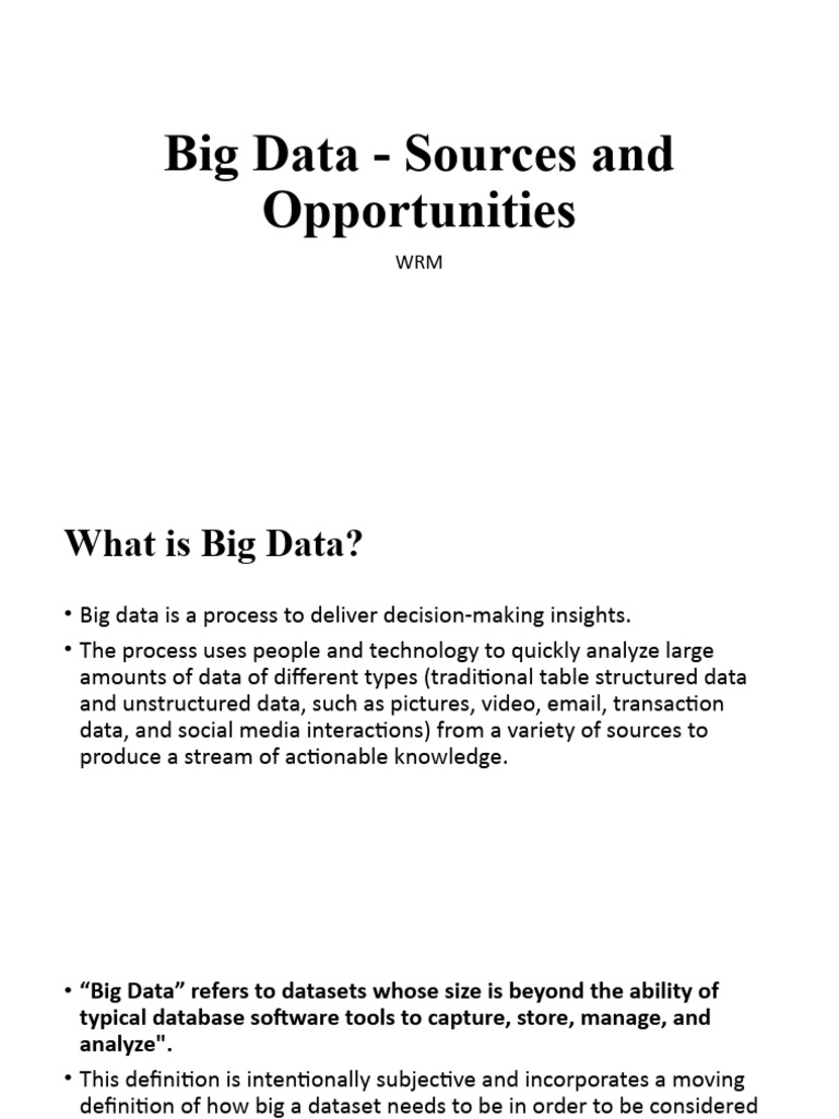 Big Data Sources And Opportunities Pdf Coefficient Of
