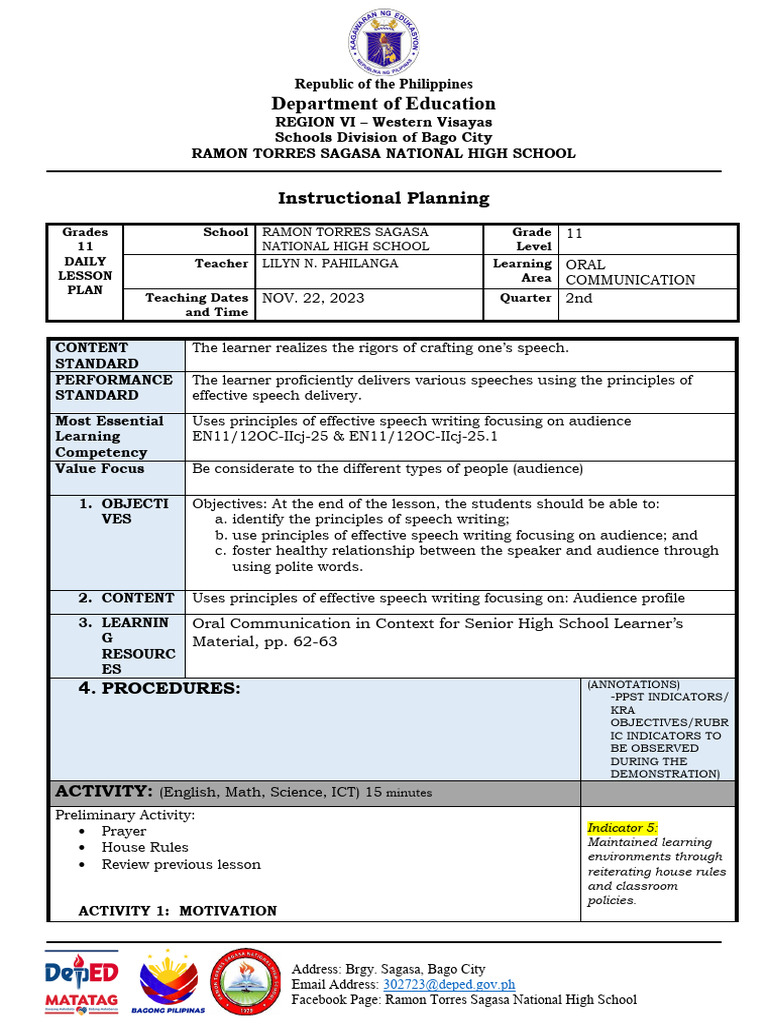 COT PLAN 2ND-lilyn | PDF | Learning | Thought