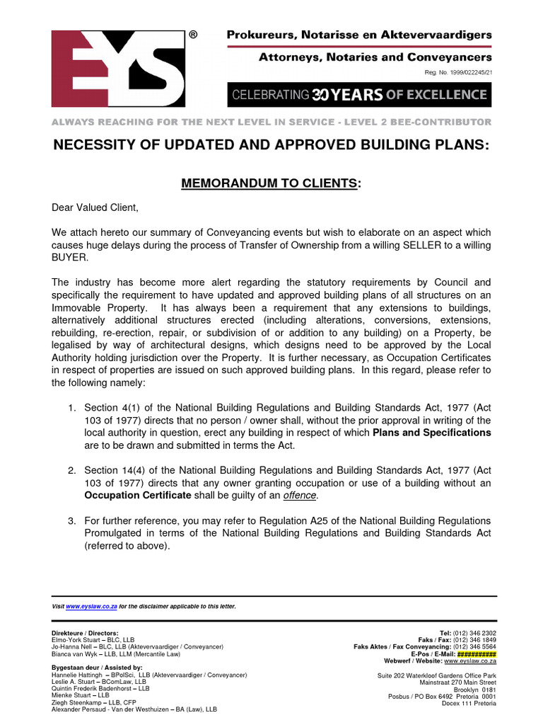 Updated Building Plans for Property Transfers | PDF | Conveyancing | Deed