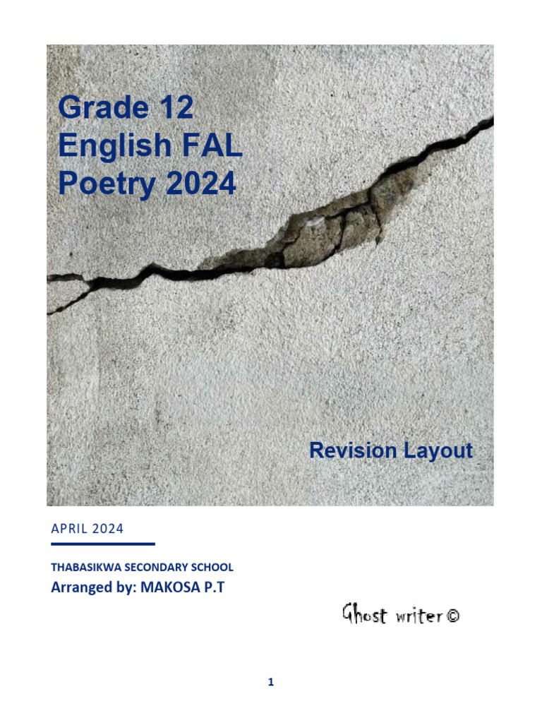 Grade 12 English FAL Poetry Study 2024 | PDF | Laughter | Poetry