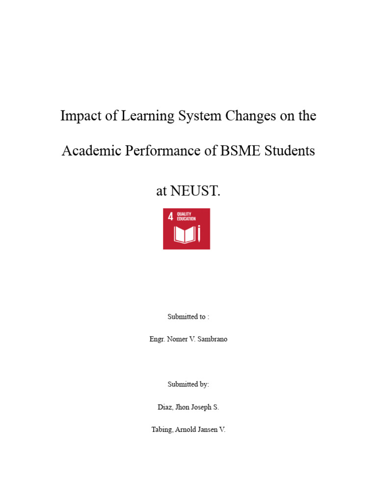 Impact of Learning System Changes On Academic Performance of BSME Students at NEUST | PDF ...