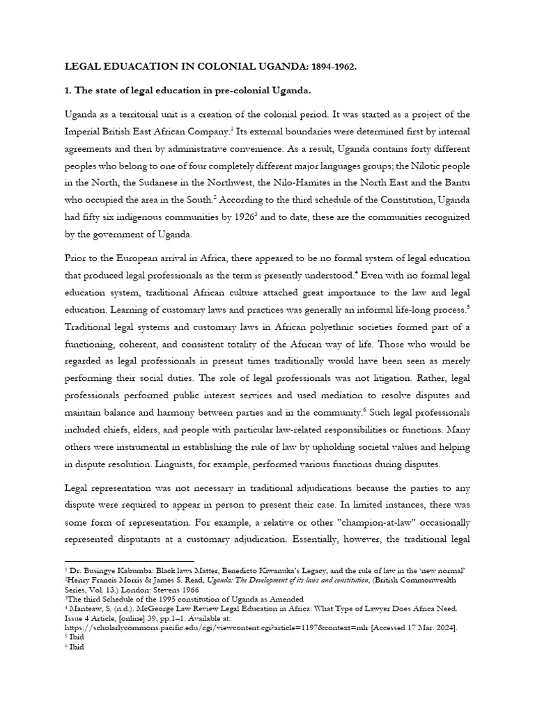 Legal Education in Colonial Uganda | Download Free PDF | Barrister | Lawyer
