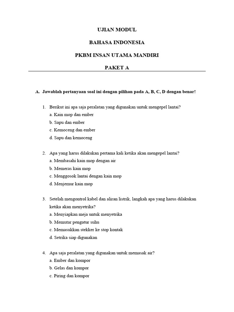 Ujian Modul Paket A | PDF | Kajian Bahasa Asing