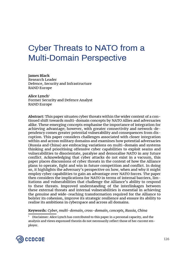7-Cyber Threats NATO Multidomain Perspective Ebook | PDF | Cyberwarfare ...