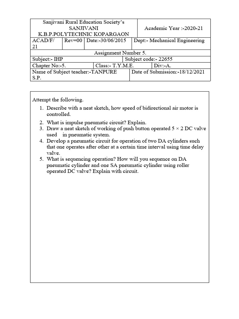 Mechanical Engineering Assignment | PDF