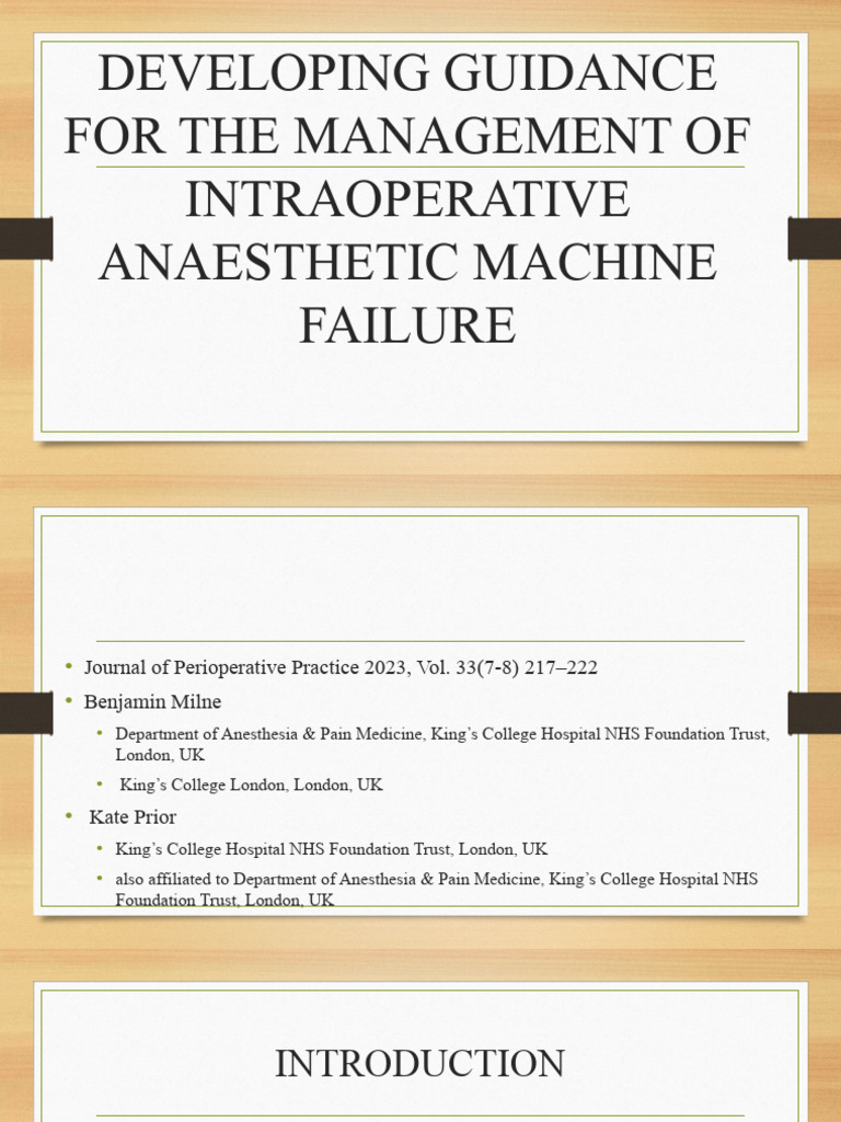 Developing Guidance For The Management of Intraoperative Aic 3 | PDF ...