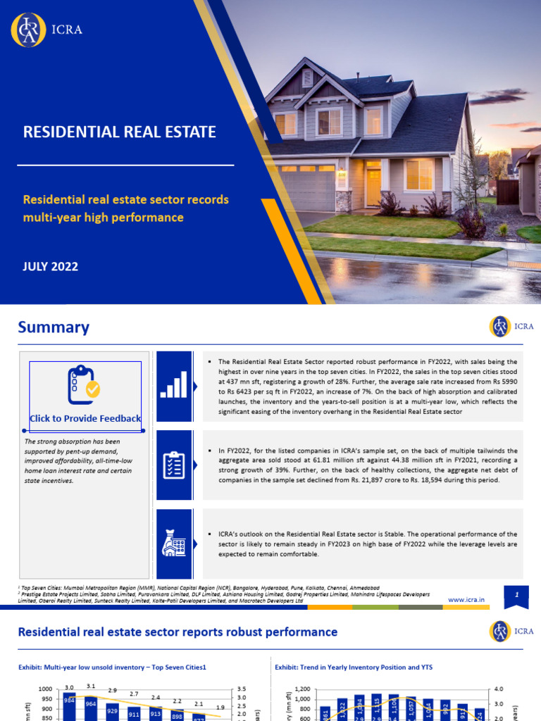 Thematic Note - Residential Real Estate - July 2022 | PDF | Economies