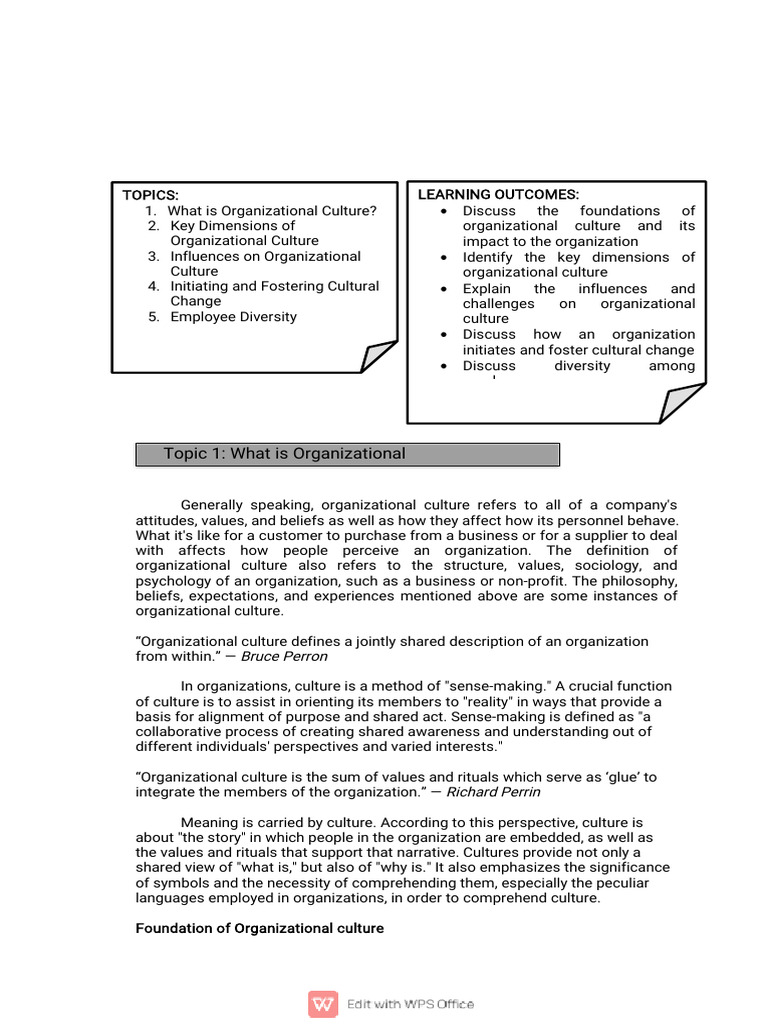 POM - Lesson 7 | Download Free PDF | Organizational Culture | Diversity ...