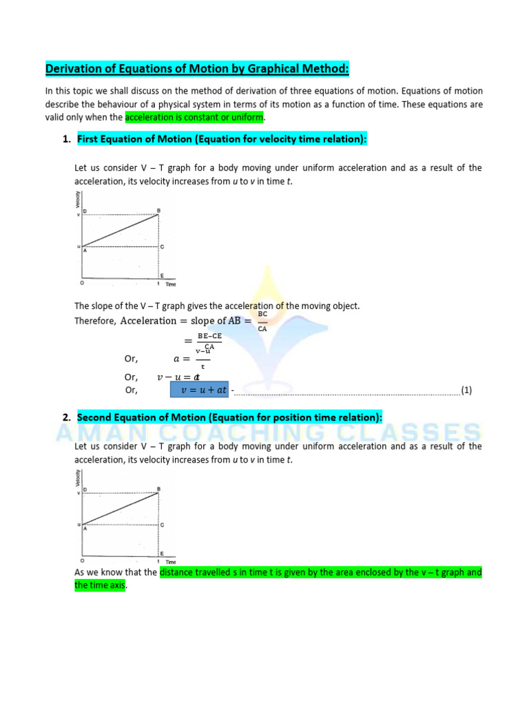 Deriving Motion Equations Graphically | PDF | Acceleration | Velocity