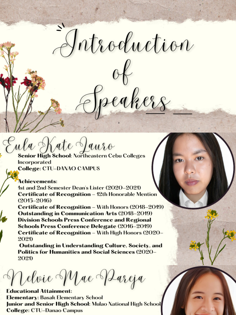 Introduction of Speakers | PDF