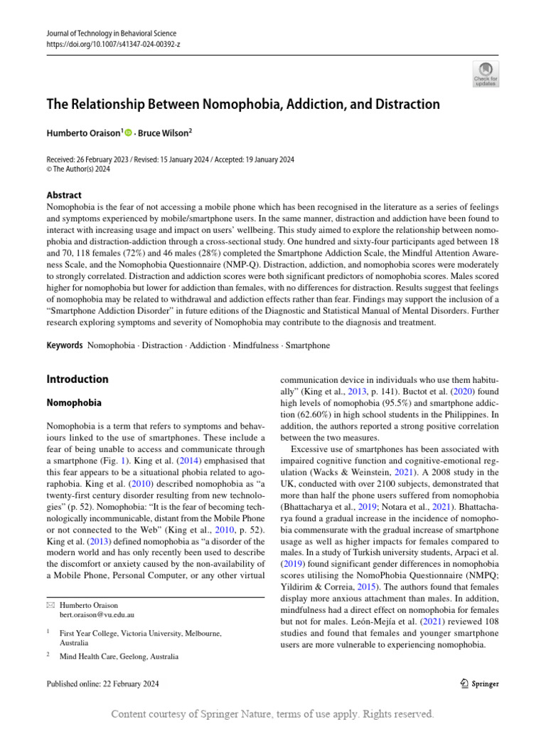 The Relationship Between Nomophobia Addiction and | PDF | Psychology
