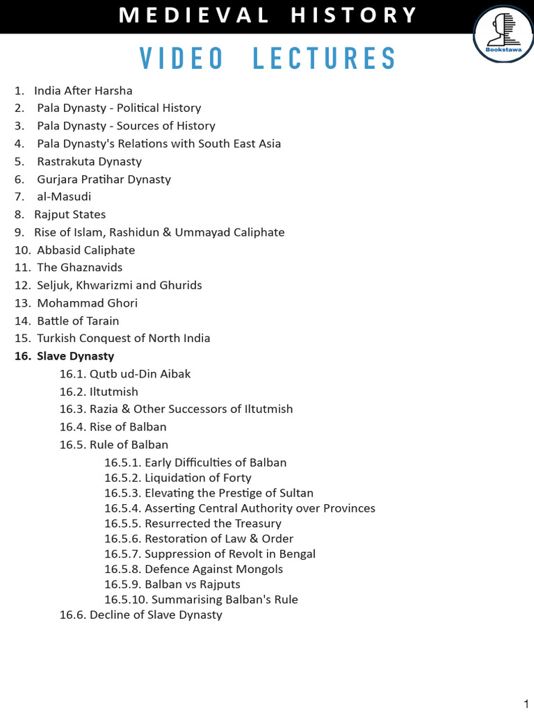 308) Medieval History - Bookstawa Videos Lectures List | PDF | Mughal ...