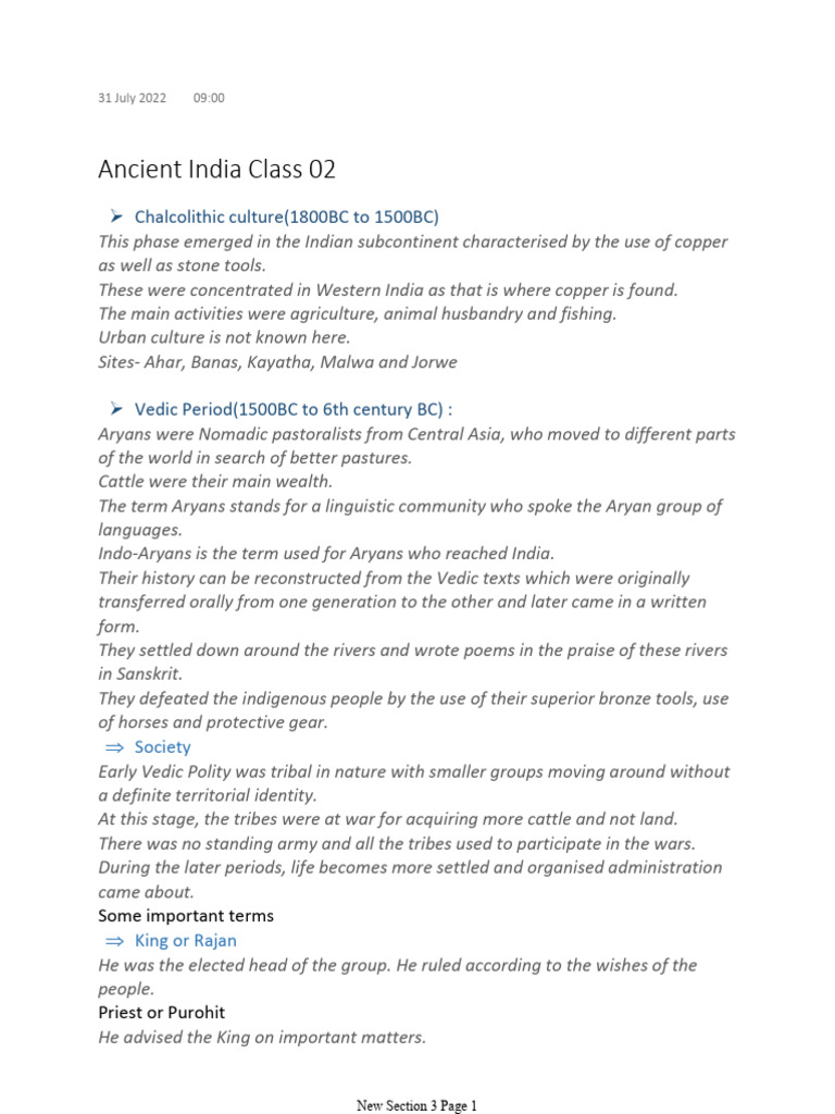 Ancient History Class 2 | PDF | Vedas