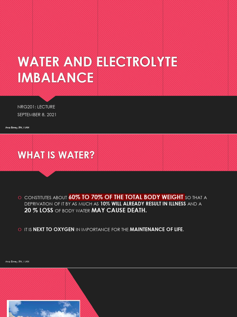 Water and Electrolyte Imbalance | PDF | Dehydration | Water