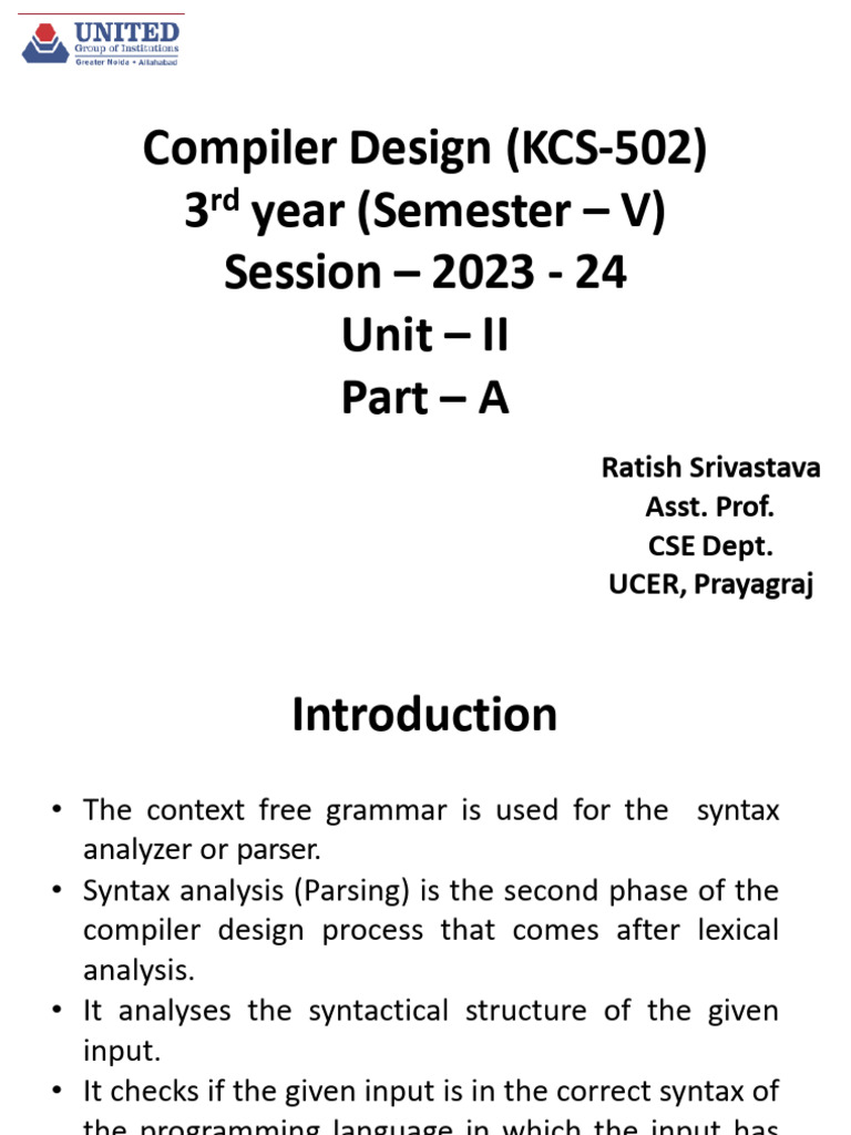 Unit-II (Part-A) Basic ParsingTechniques | PDF | Parsing | Syntax (Logic)