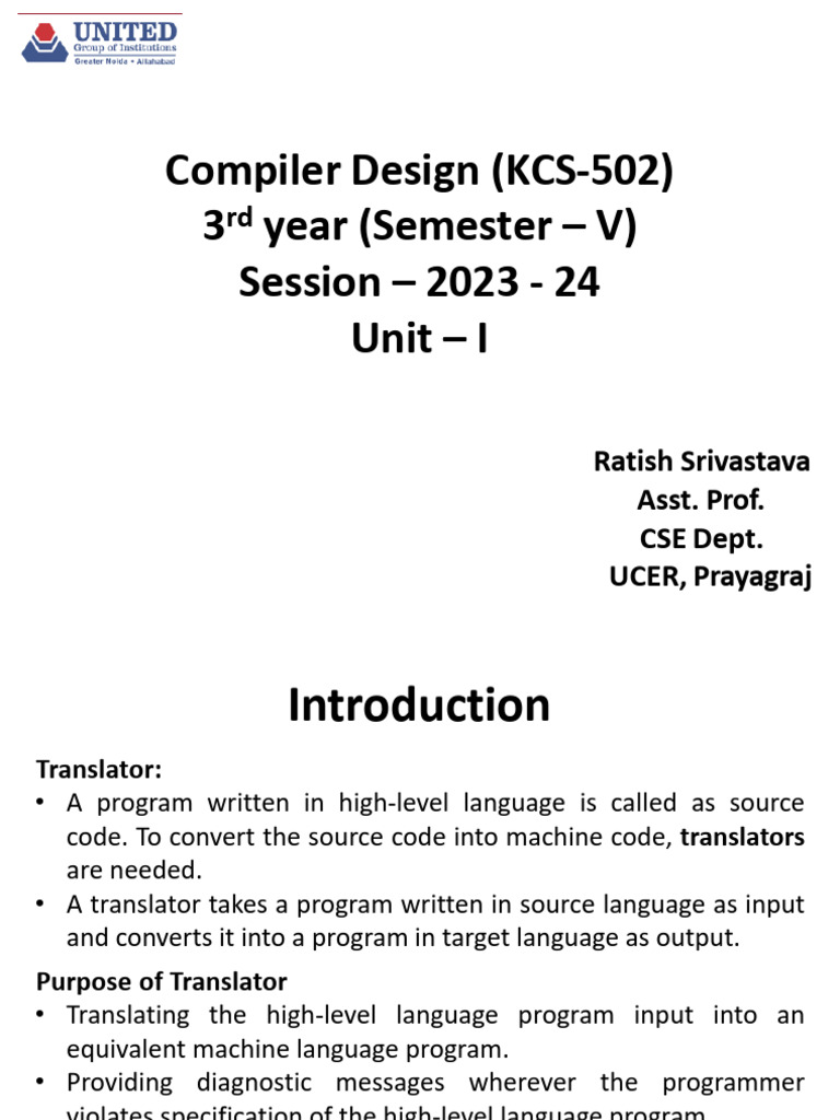 Unit I | PDF | Parsing | Compiler