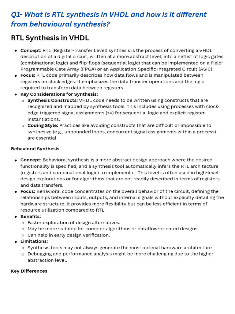 RTL Synthesis in VHDL | Download Free PDF | Logic Synthesis | Vhdl