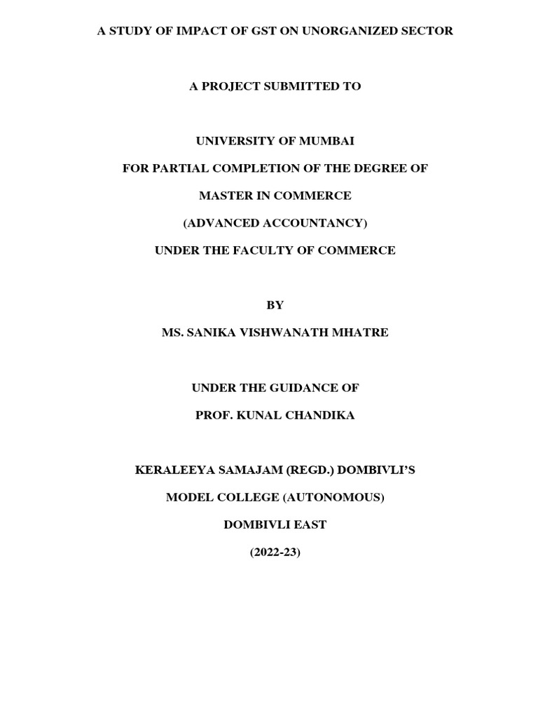 Mcom Sem 4 Project | PDF | Taxes | Value Added Tax