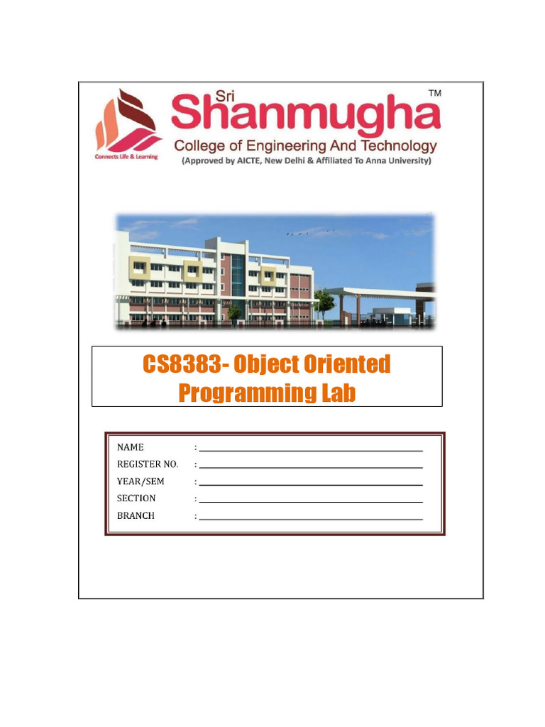Object Oriented Programming Lab Manual | PDF | Class (Computer ... Object Oriented Programming Lab Manual | PDF | Class (Computer ...