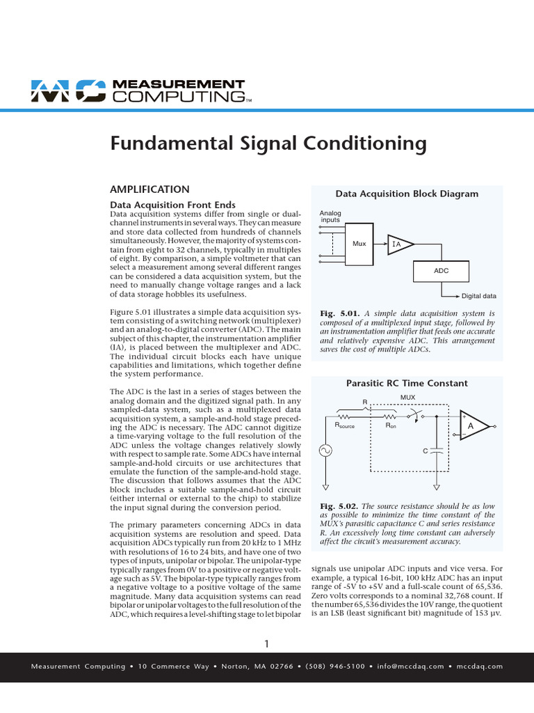 Signal Conditioning | PDF | Amplifier | Analog To Digital Converter