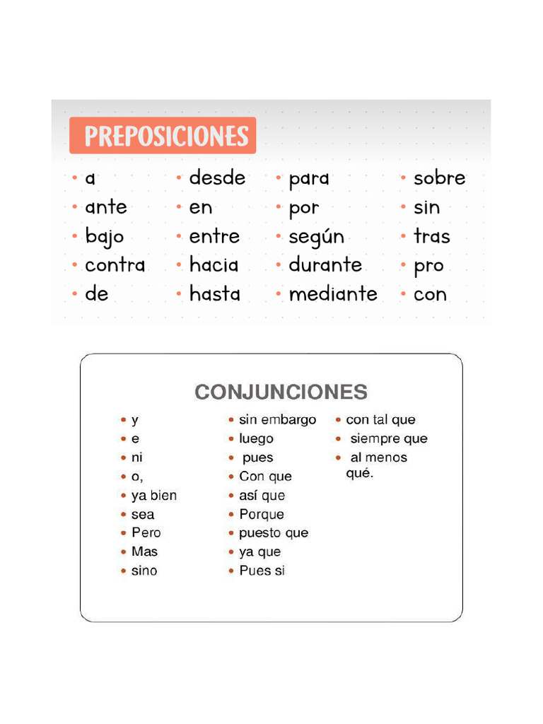 Teoria - Preposiciones y Conjunciones | PDF