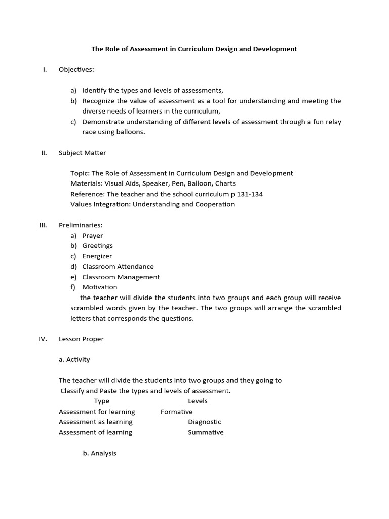 EDUC 106 Lesson Plan | PDF | Educational Assessment | Learning