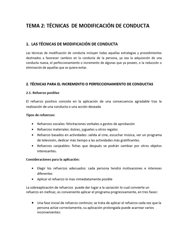 Técnicas de Modificación de Conducta | PDF | Modificación de ...
