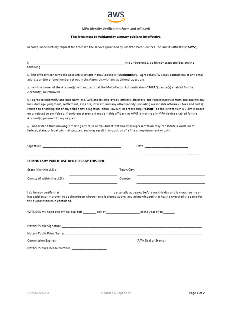 MFAIndividual Identity Verification Form Affidavit | PDF | Affidavit ...