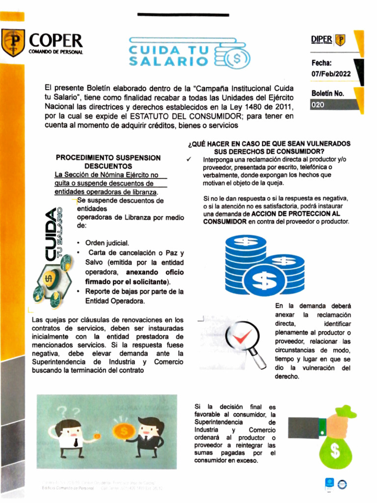 Boletin 020 Cuida Tu Salario Descuentos | PDF | Economias